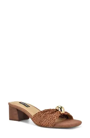 Nine West Gerry Block Heel Sandal - Medium Brown