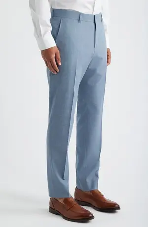 BOSS Genius Slim-fit Virgin Wool-blend Dress Pants - Open Blue