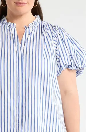 SUGARLIPS Striped Puff Sleeve Top