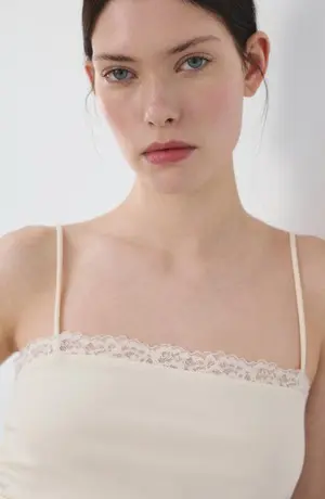 Mango Lace Trim Stretch-cotton Blend Camisole