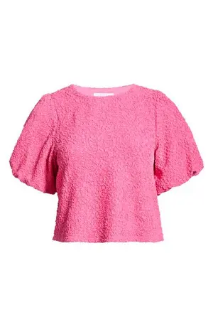 SUGARLIPS Bubble Sleeve Crop Top - Pink
