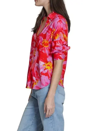 APNY Floral Blouson Sleeve Button-up Shirt