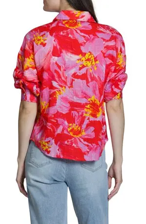 APNY Floral Blouson Sleeve Button-up Shirt