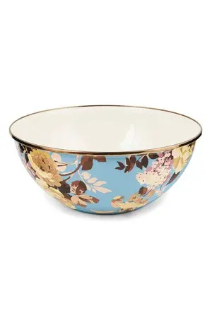 MACKENZIE-CHILDS Wild Rose Slate Large Everyday Bowl - Blue