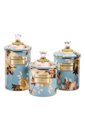 MACKENZIE-CHILDS Wild Rose Slate Small Canister - Blue