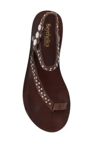 Seychelles Embellished Leather Sandal - Brown