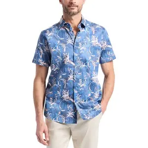 Robert Graham Junipero Short Sleeve Stretch Cotton Button-up Shirt
