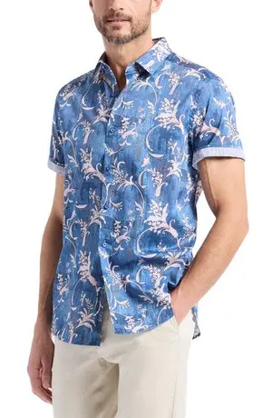 Robert Graham Junipero Short Sleeve Stretch Cotton Button-up Shirt