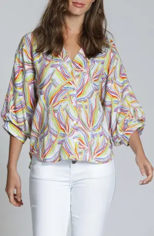 APNY Blouson Sleeve Cotton Blend Button-up Shirt