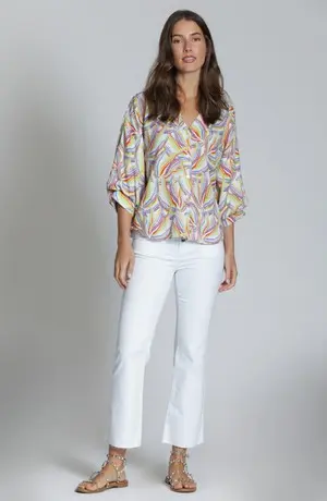 APNY Blouson Sleeve Cotton Blend Button-up Shirt