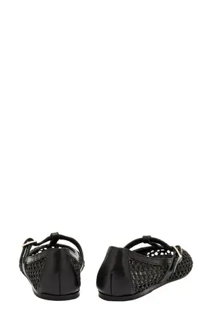 ANCIENT GREEK SANDALS Aerati T-strap Raffia Flats - Black