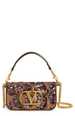 Valentino Garavani Small Loco Sequin Silk Shoulder Bag - Blue Multi