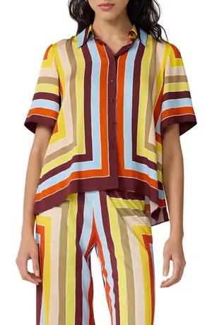Diane Von Furstenberg Alexa Stripe Stretch Silk Button-up Shirt