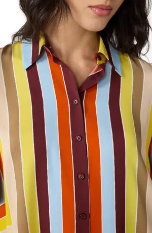 Diane Von Furstenberg Alexa Stripe Stretch Silk Button-up Shirt