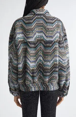 Missoni Metallic Zigzag Sequin Field Jacket - Grey Multi