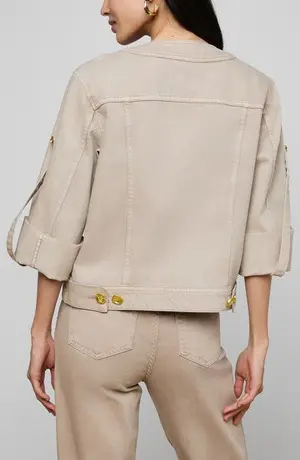 L'Agence Cotton Twill Collarless Jacket - Biscuit
