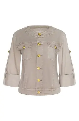 L'Agence Cotton Twill Collarless Jacket - Biscuit