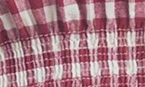MAUDE CLUB Floral Gingham Smocked Peplum Top
