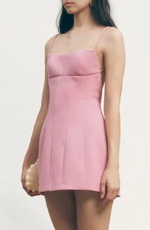 MAUDE CLUB Rhea Scoop Back Ponte Minidress - Pink