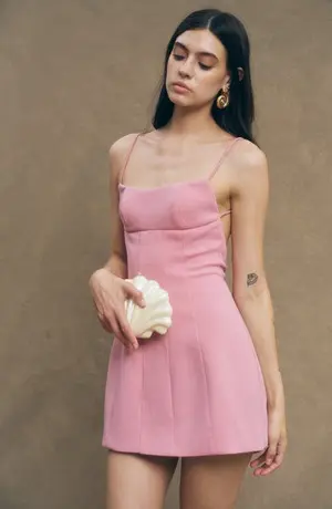 MAUDE CLUB Rhea Scoop Back Ponte Minidress - Pink