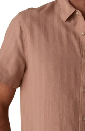 THE NORMAL BRAND Freshwater Everyday Short Sleeve Button-up Shirt - Flax