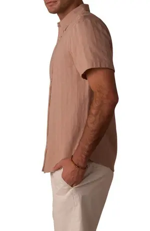 THE NORMAL BRAND Freshwater Everyday Short Sleeve Button-up Shirt - Flax