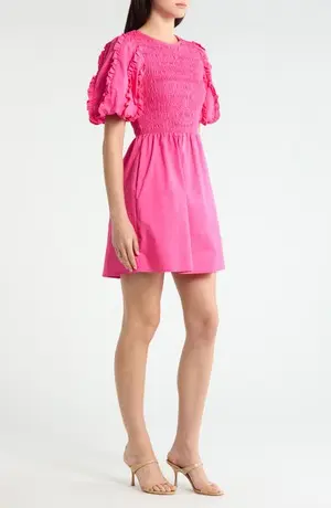 SUGARLIPS Riana Ruffle Smocked Mini Dress