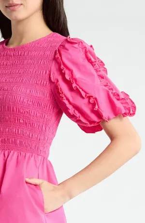 SUGARLIPS Riana Ruffle Smocked Mini Dress