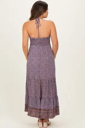 PINKBLUSH Paisley Halter Maxi Dress