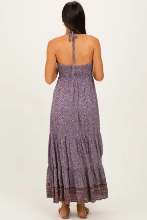 PINKBLUSH Paisley Halter Maxi Dress