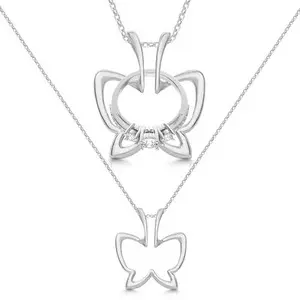 EMILY C Butterfly Ring Holder Stainless Steel Necklace - Silver