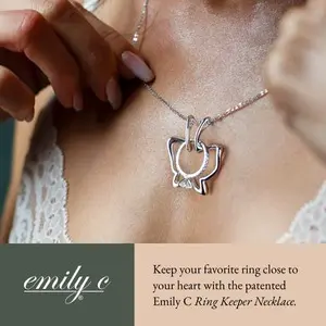 EMILY C Butterfly Ring Holder Stainless Steel Necklace