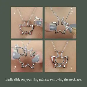 EMILY C Butterfly Ring Holder Stainless Steel Necklace