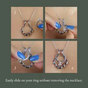 EMILY C Scallop Ring Holder Sterling Necklace