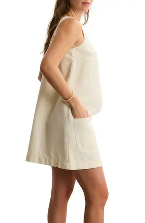 Hatch Collection Kiley Denim Mini Maternity Dress - Chalk