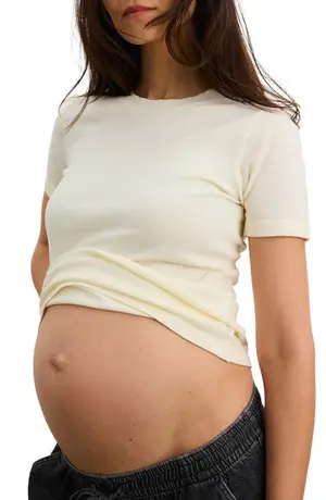 Hatch Collection Softsculpt Knit Maternity Tee - Ivory