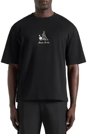 Manière De Voir Floral Eiffel Cotton T-shirt - Black