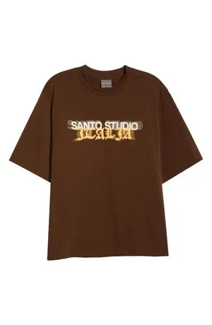 SANTO STUDIO Italia Drappo Boxy Fit Cotton Graphic T-shirt - Brown