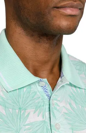 CON.STRUCT Slim Fit Leaf Polo Short Sleeve Shirt - Mint