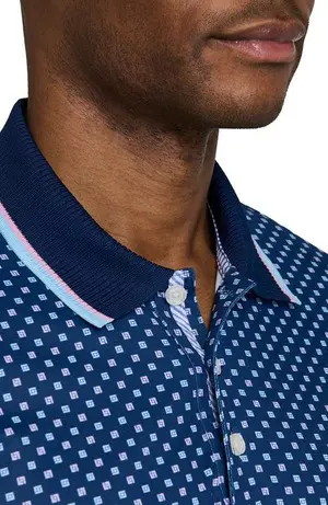 CON.STRUCT Slim Fit Square Dot Short Sleeve Polo