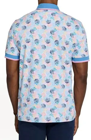 CON.STRUCT Slim Fit Coral Cluster Polo Short Sleeve Shirt - Multi