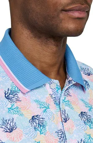 CON.STRUCT Slim Fit Coral Cluster Polo Short Sleeve Shirt - Multi