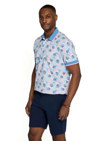 CON.STRUCT Slim Fit Coral Cluster Polo Short Sleeve Shirt - Multi