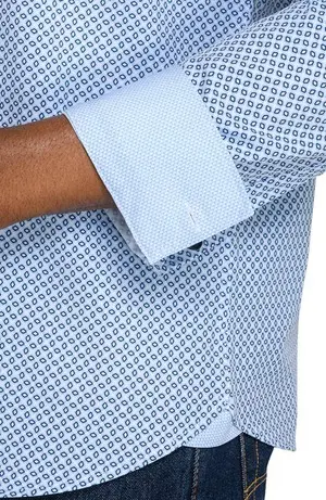 CON.STRUCT Slim Fit Diamond Geo Woven Long Sleeve Basic Shirt - White/blue