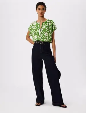 Whistles Floral Keyhole Blouse
