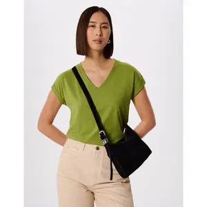 Whistles Willa V-neck Cap-sleeve T-shirt - Green