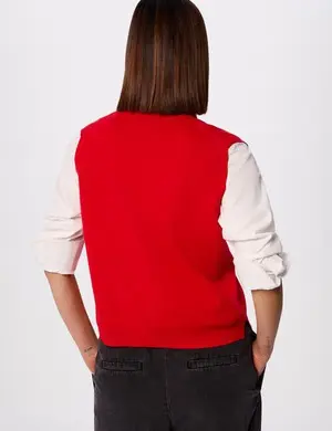 Whistles V-neck Button-front Knit Tank - Red