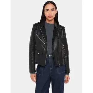 Whistles Agnes Leather Biker Jacket - Black