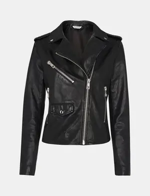 Whistles Agnes Leather Biker Jacket - Black