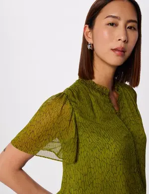 Whistles Dragonfly Print Short Sleeve Blouse